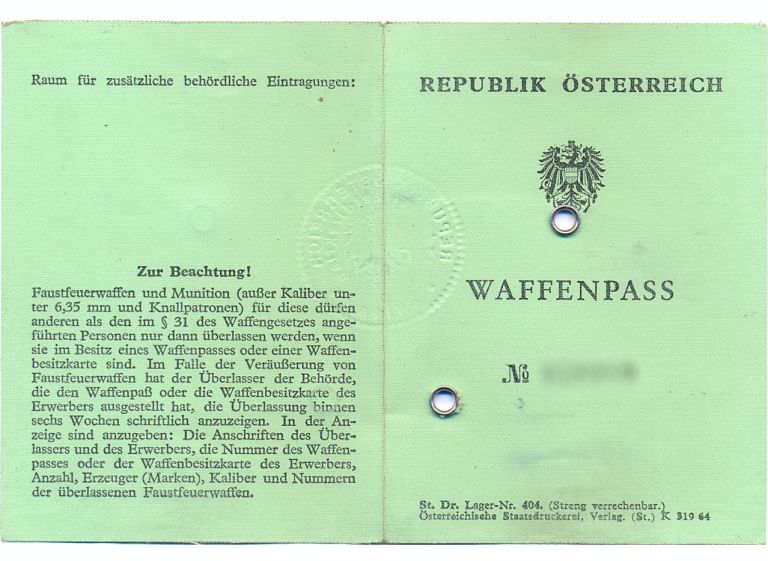 Der Waffenpaß wird zu einem Phantomrecht | IWÖ